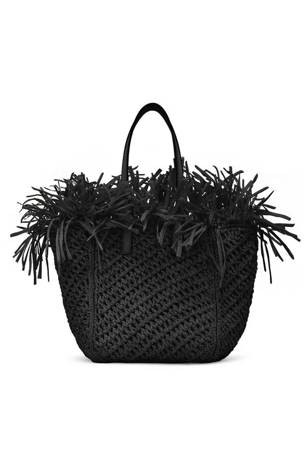Oscar De La Renta Raffia Crochet Tote
