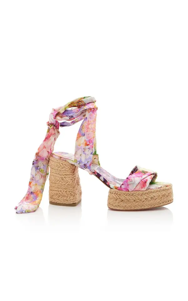 CHRISTIAN LOUBOUTIN Mariza Du Desert 70mm Sash-tie Woven Platform Sandals - Multi
