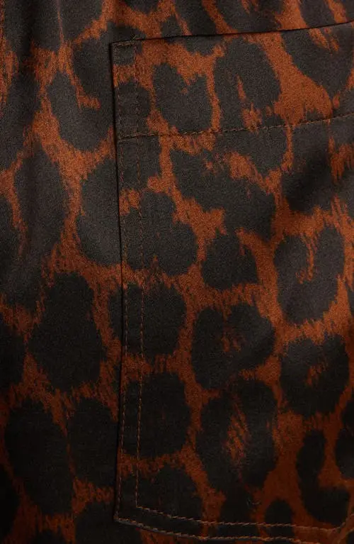 TOM FORD Reflected Leopard Print Stretch Silk Pajama Pants - Dark Brown