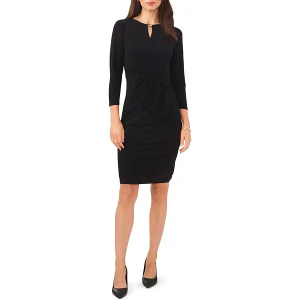 Chaus Keyhole Faux Wrap Dress - Black