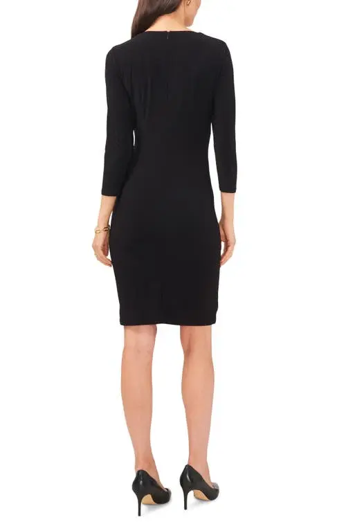 Chaus Keyhole Faux Wrap Dress - Black