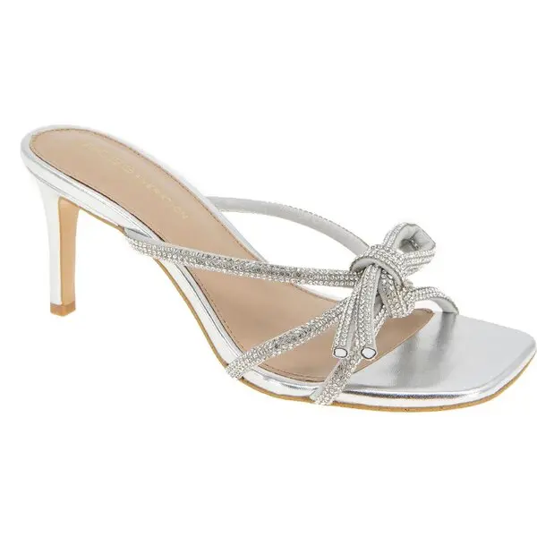 Bcbgmaxazria Selma Embellished Slide Sandals - Silver
