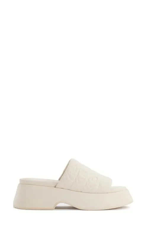 Dkny Logo Quilt Platform Slide Sandal - Bone