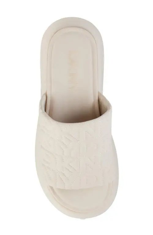 Dkny Logo Quilt Platform Slide Sandal - Bone