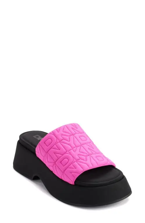 Dkny Logo Quilt Platform Slide Sandal