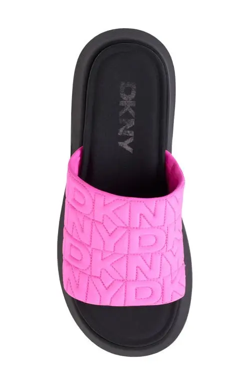 Dkny Logo Quilt Platform Slide Sandal