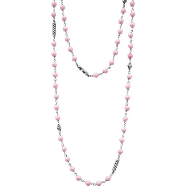 Lagos Caviar Icon Ceramic Bead Long Necklace - Pink