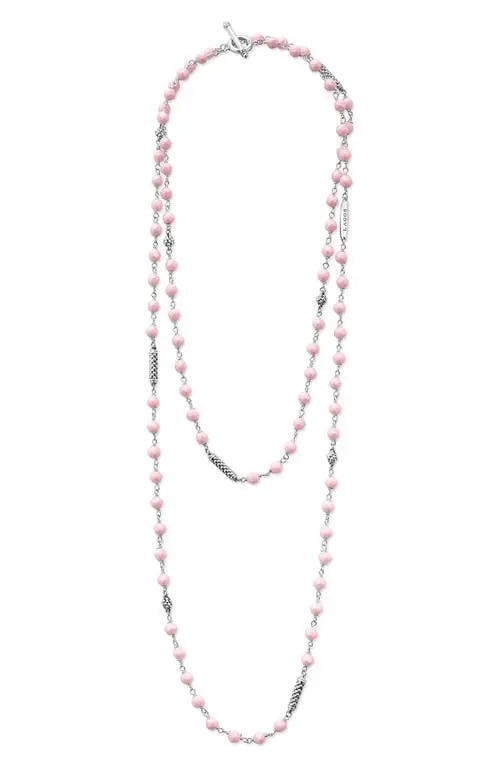 Lagos Caviar Icon Ceramic Bead Long Necklace - Pink