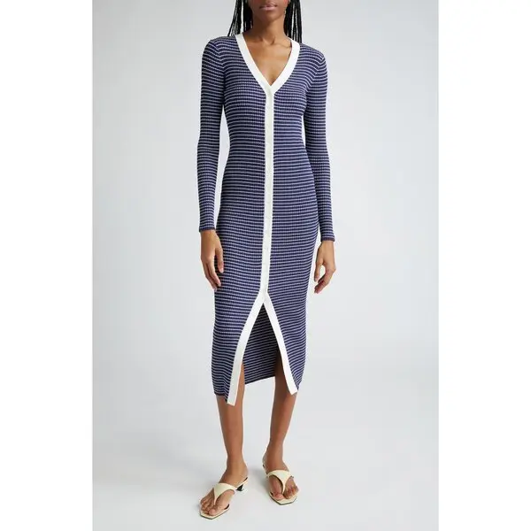 Staud Shoko Stripe Long Sleeve Sweater Dress