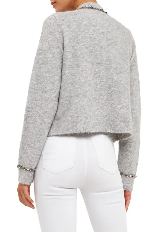 Endless Rose Sequin Trim Cardigan - Heather Grey