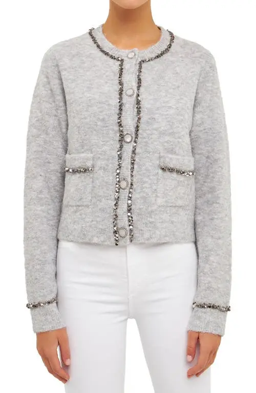 Endless Rose Sequin Trim Cardigan - Heather Grey