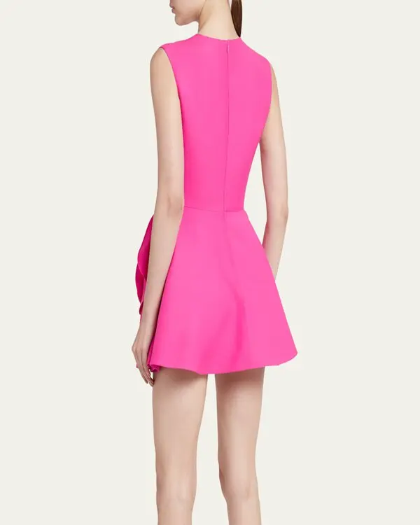 Valentino Garavani Crepe Couture Fit-And-Flare Mini Dress With Rosette  Details - Pink | Editorialist
