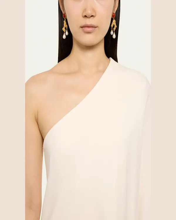 BEN-AMUN Coral Post Earrings With Pearly Drops