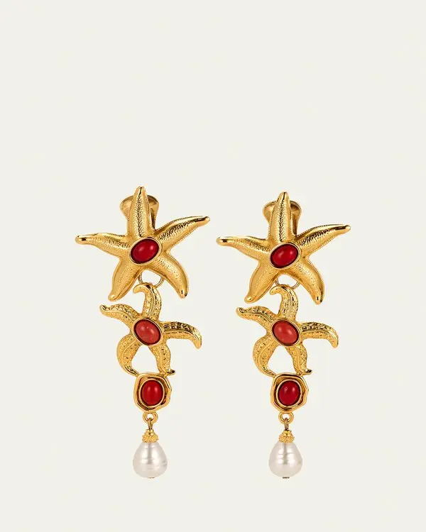 BEN-AMUN Starfish Clip-on Drop Earrings - Gold