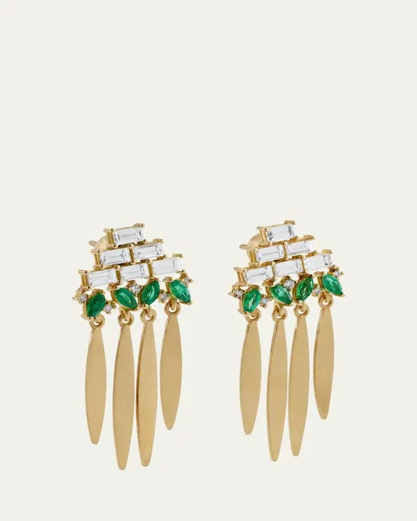 Ileana Makri 18k Yellow Diamond And Emerald Earrings - Gold