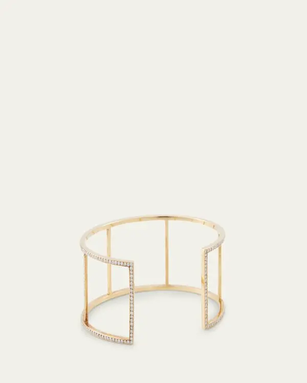 Ileana Makri 18k Yellow Wire Cuff With Diamonds