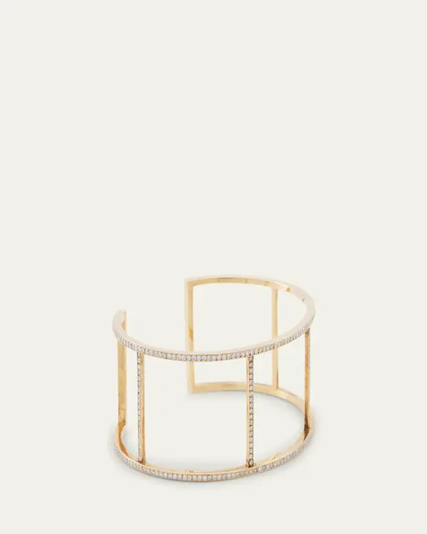 Ileana Makri 18k Yellow Wire Cuff With Diamonds