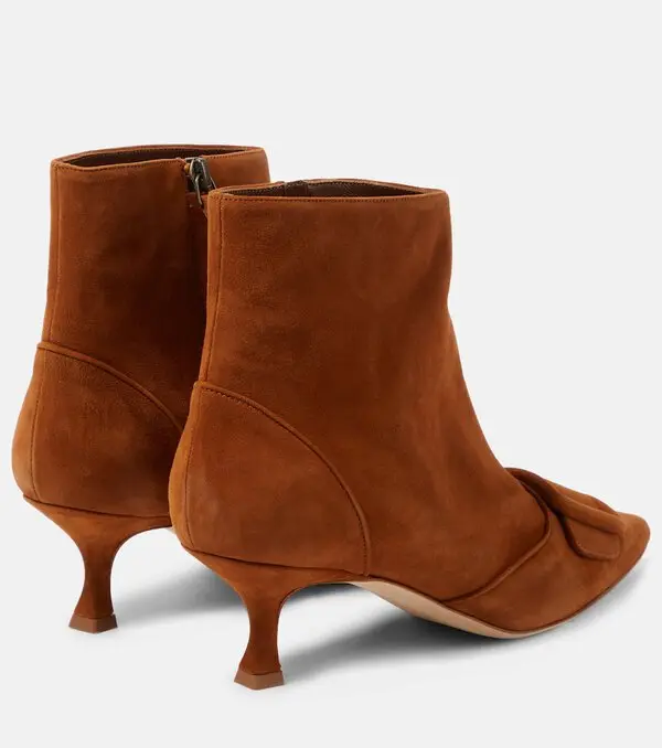 Manolo Blahnik Baylow Embellished Suede Ankle Boots - Brown