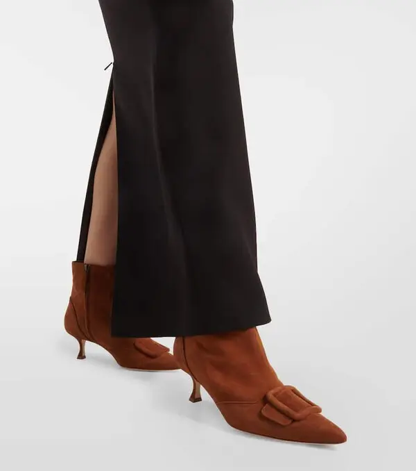 Manolo Blahnik Baylow Embellished Suede Ankle Boots - Brown