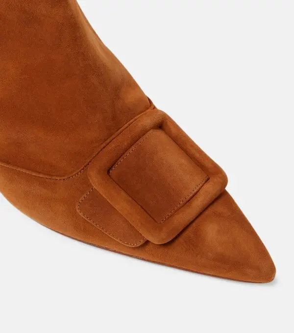 Manolo Blahnik Baylow Embellished Suede Ankle Boots - Brown