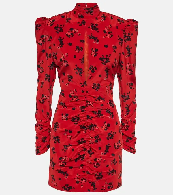 Alessandra Rich Floral Silk Minidress - Red