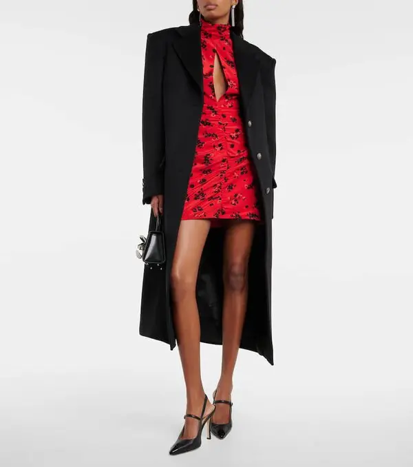 Alessandra Rich Floral Silk Minidress - Red