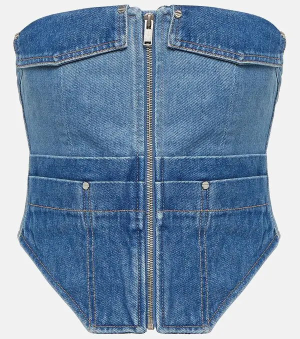 DION LEE Workwear Denim Corset Top - Blue