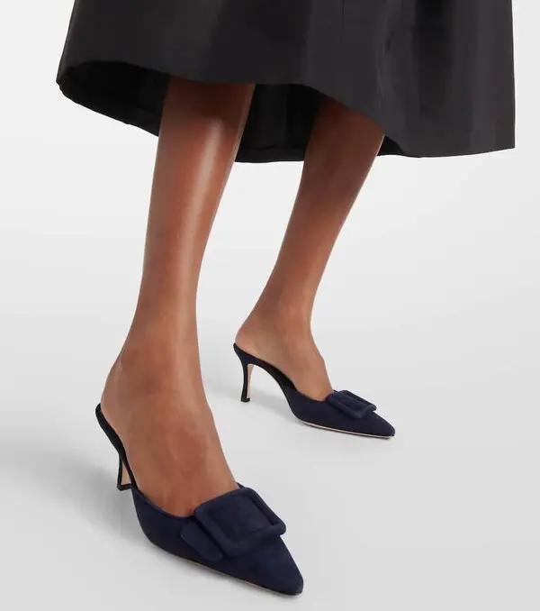 Manolo Blahnik Maysale 70 Suede Mules
