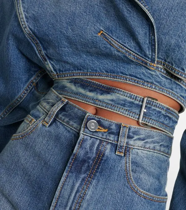 Alaïa Cropped Denim Wrap Jacket