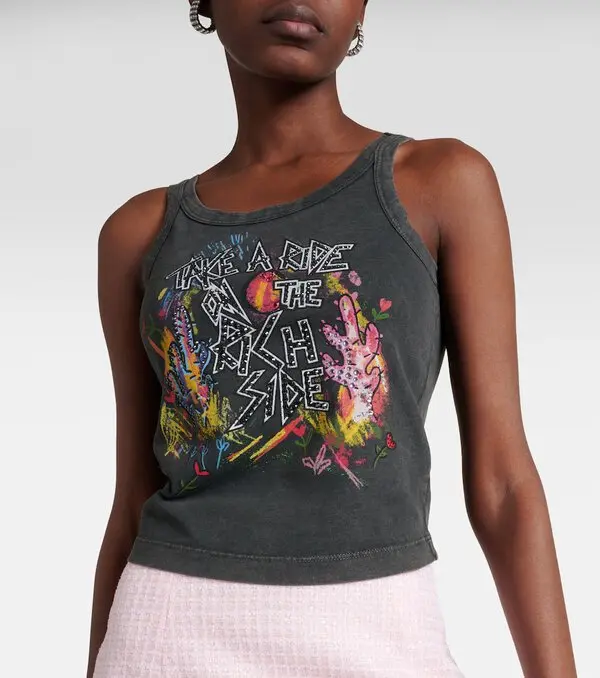 Alessandra Rich Printed Cotton Tank Top