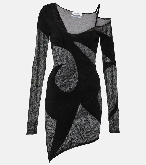 Attico Asymmetric Chiffon Mini Dress