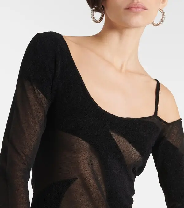 Attico Asymmetrical Chiffon Mini Dress