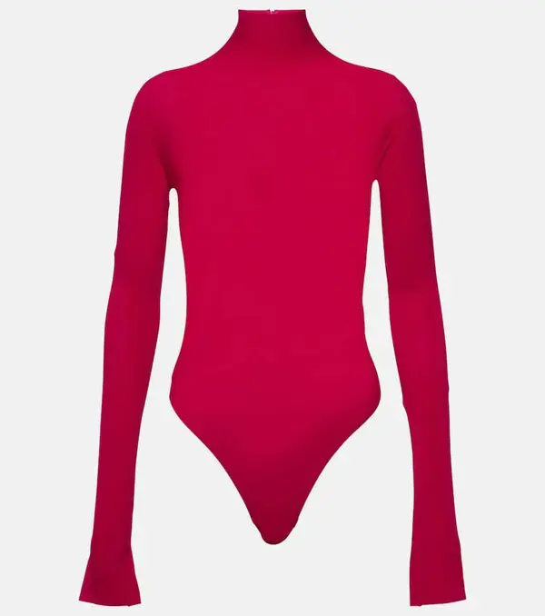 Alaïa Turtleneck Jersey Bodysuit - Pink