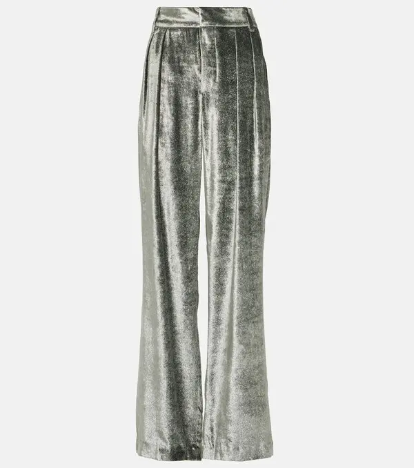 Brunello Cucinelli Velvet Wide-leg Trousers - Grey