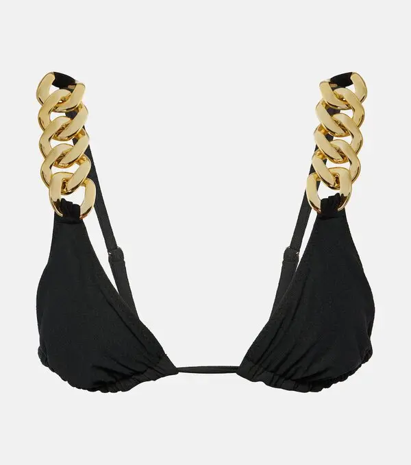 SAME Embellished Triangle Bikini Top - Black