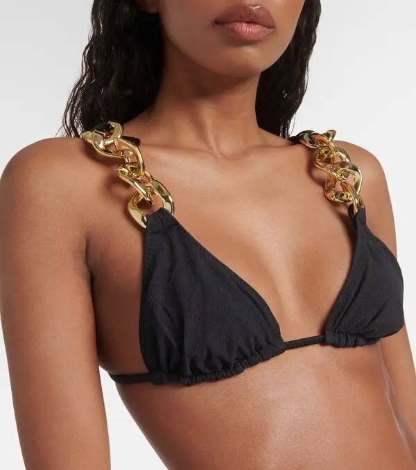 SAME Embellished Triangle Bikini Top - Black