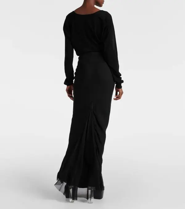 Rick Owens Silk Maxi Skirt - Black