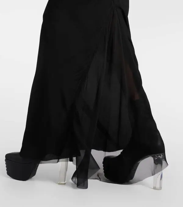 Rick Owens Silk Maxi Skirt - Black