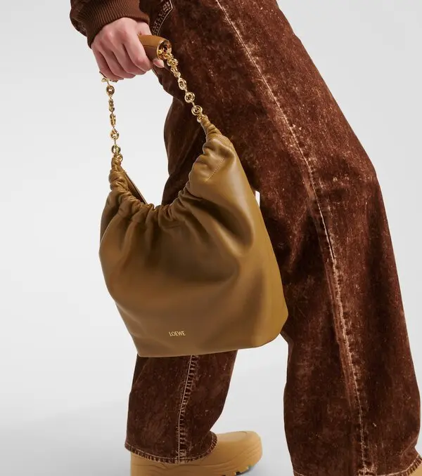 Loewe Squeeze Small Leather Shoulder Bag - Brown