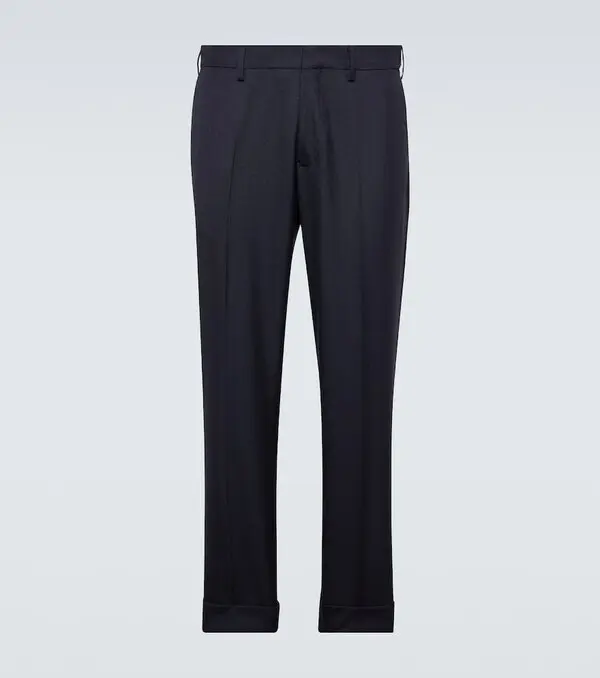 Dries Van Noten Wool Straight Pants - Blue