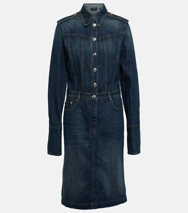 Sportmax Denim Midi Shirt Dress - Blue