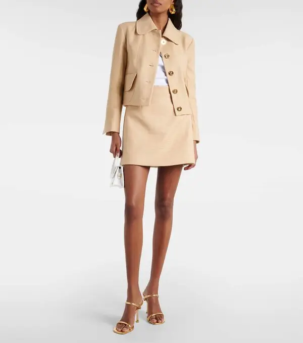PATOU High-rise Tweed Miniskirt - Beige