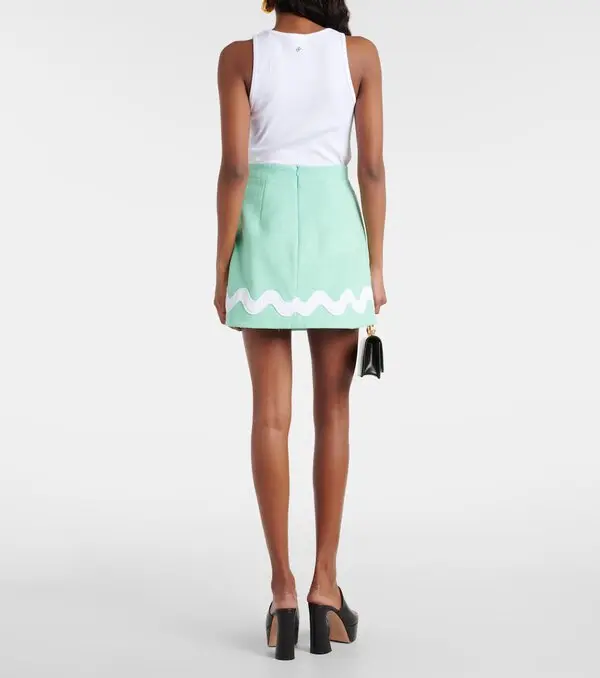 PATOU High-rise Cotton-blend Mini Skirt - Green