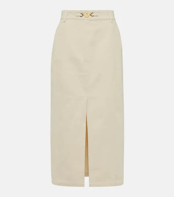PATOU High-rise Denim Maxi Skirt - White