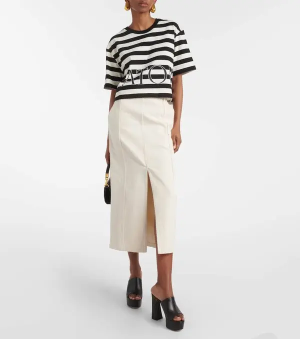 PATOU High-rise Denim Maxi Skirt - White