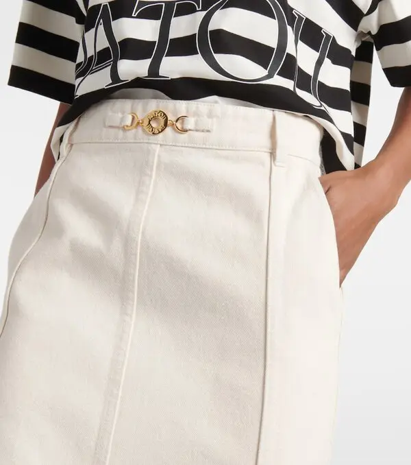 PATOU High-rise Denim Maxi Skirt - White