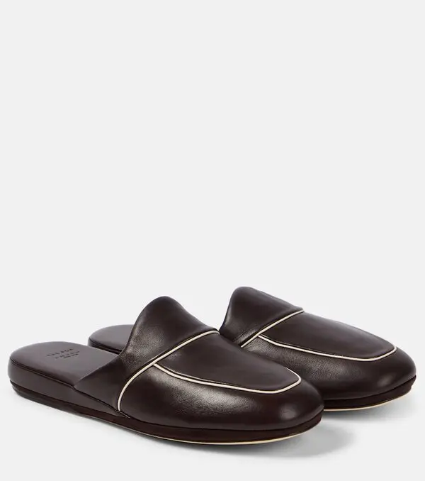 THE ROW Beck Leather Mules - Brown