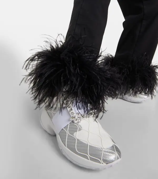 ROGER VIVIER Viv' Run Embellished Sneakers - Silver