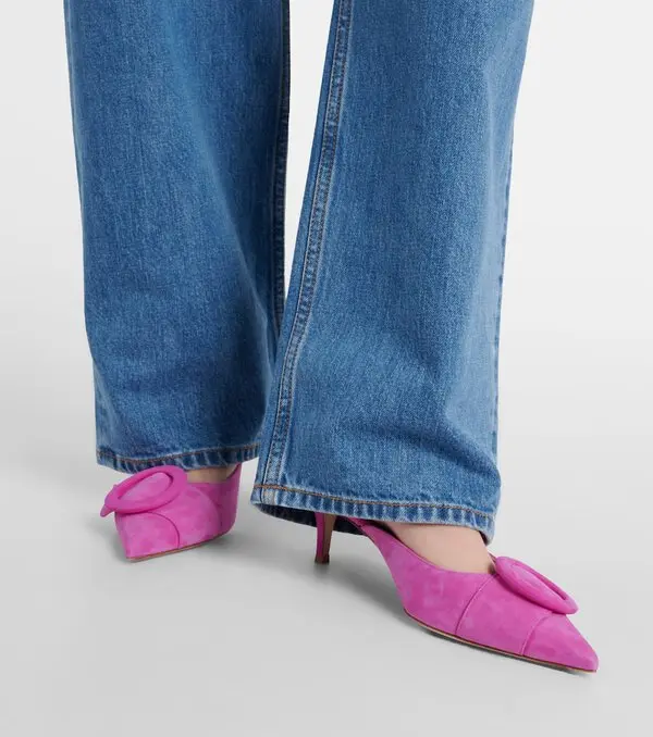 GIANVITO ROSSI Portofino Suede Mules - Pink