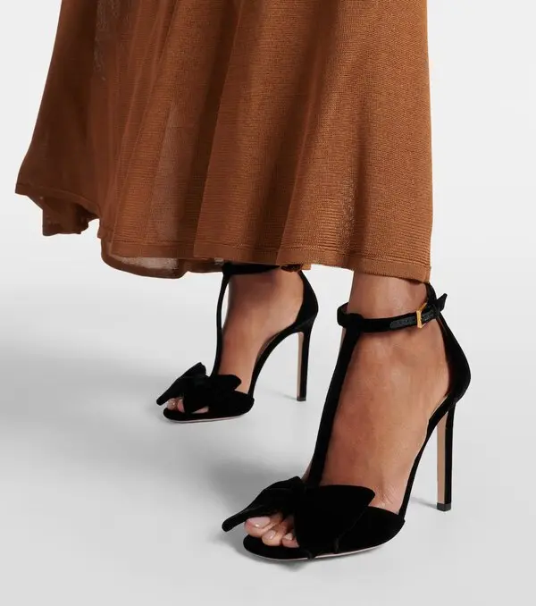 TOM FORD Brigitte Velvet Bow Sandals - Black
